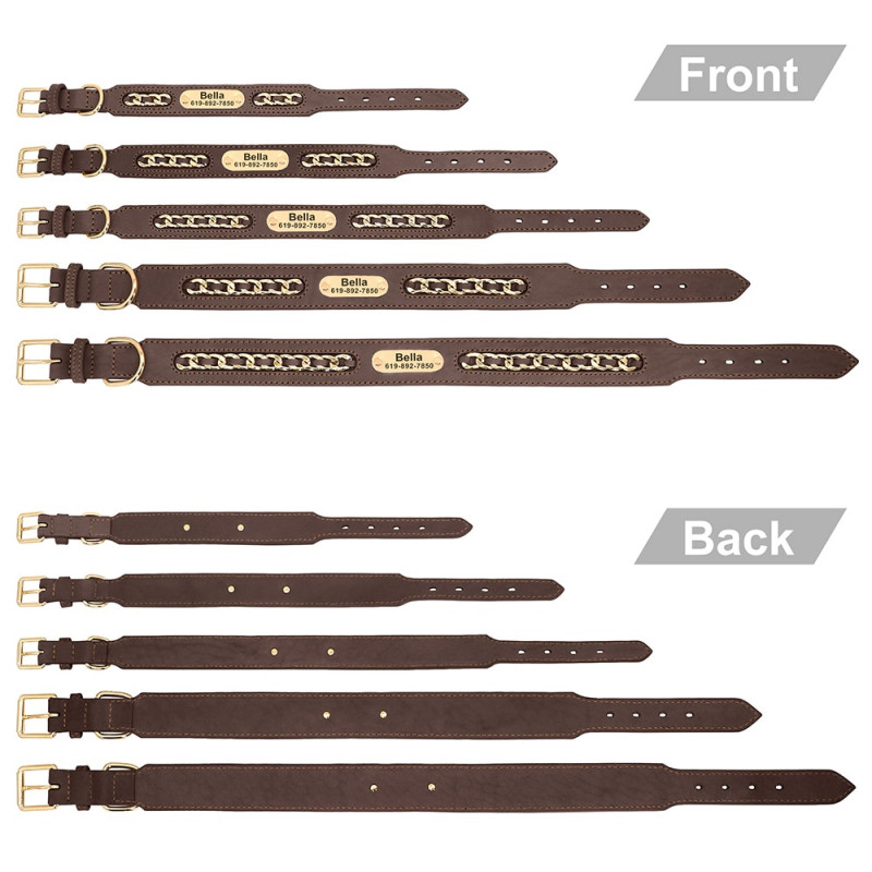 Personalized Leather Dog Collar: French Bulldog & Pit bull